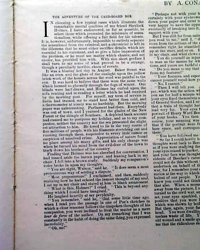 1st American newspaper publication of a Sherlock Holmes story ...