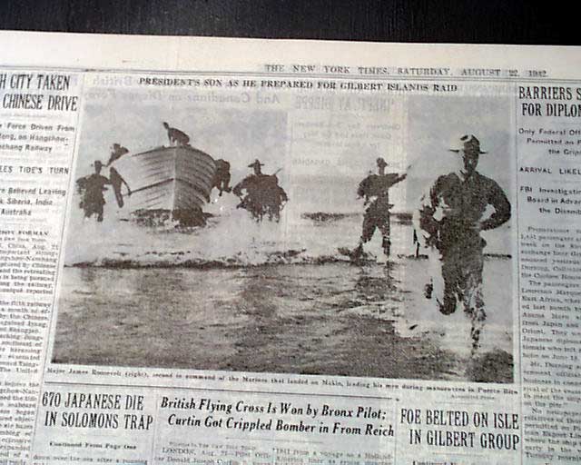 Evans Carlson's raiders attack Makin Island.... - RareNewspapers.com