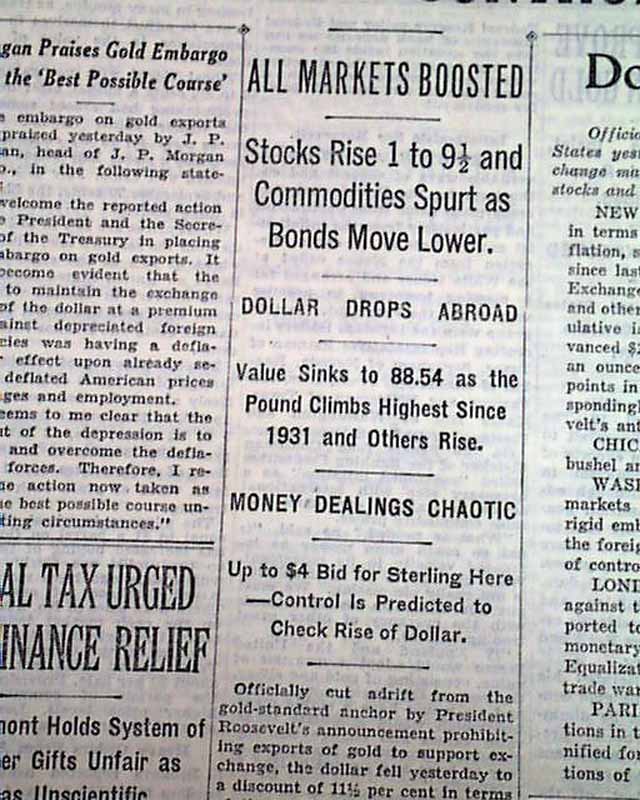 1933 Gold Standard Dropped... - RareNewspapers.com