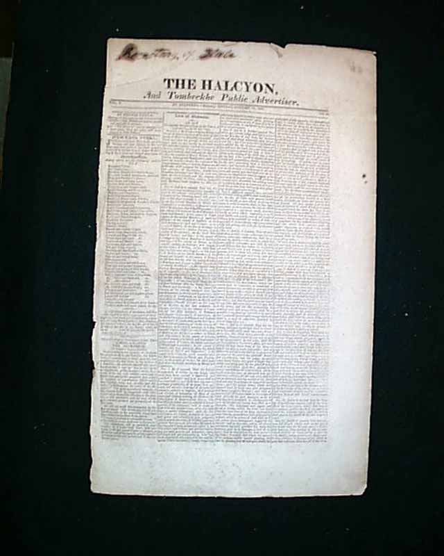 Rare 1820 St. Stephens, Alabama newspaper... - RareNewspapers.com