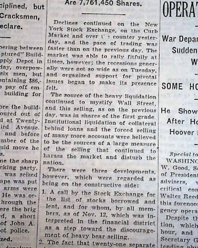 On the 1929 stock market crash, in the New York Times ...