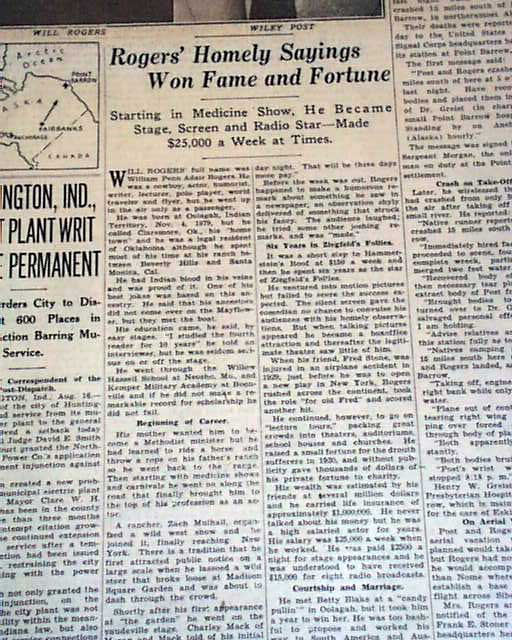 Death of Will Rogers and Wiley Post... - RareNewspapers.com