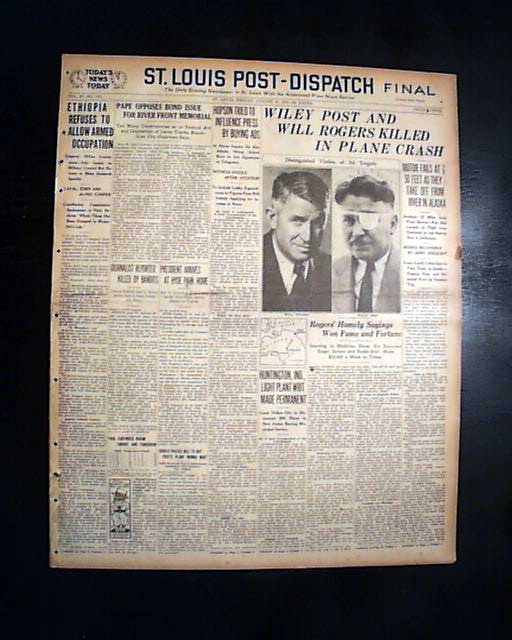 Death of Will Rogers and Wiley Post... - RareNewspapers.com