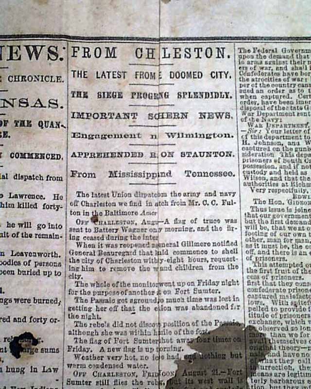 1863 Quantrill's raid on Lawrence KS.... - RareNewspapers.com