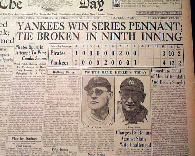 Yankees win the 1927 World Series... - RareNewspapers.com