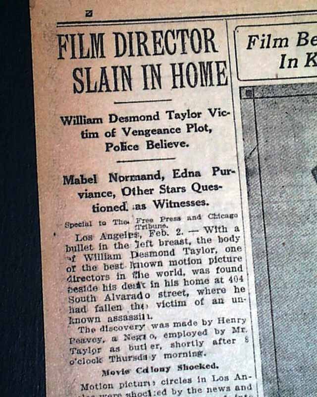 1922 William Desmond Taylor murder.... - RareNewspapers.com