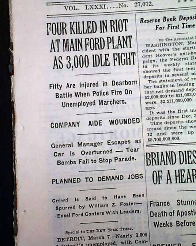 Dearborn, Michigan.... Ford factory riots... - RareNewspapers.com