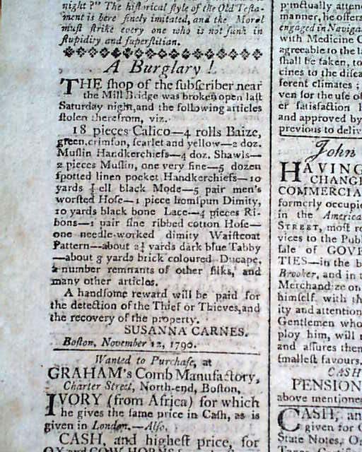 1790 George Washington 2nd Year as President...... - RareNewspapers.com