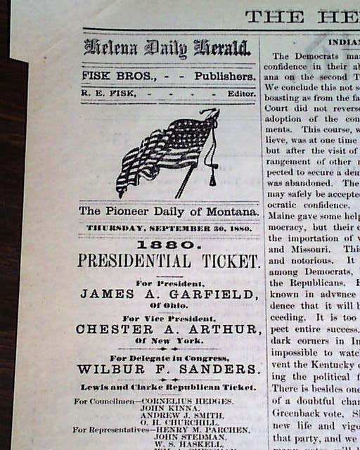 1880 Old West Newspaper From Helena MT... - RareNewspapers.com