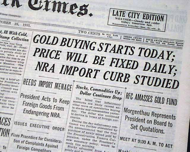1933 Gold buying experiment.... - RareNewspapers.com