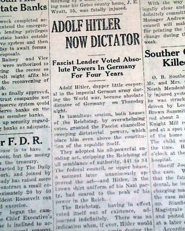 Hitler becomes dictator of Germany… - RareNewspapers.com