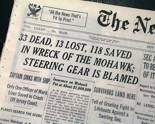 SS Mohawk shipwreck... - RareNewspapers.com
