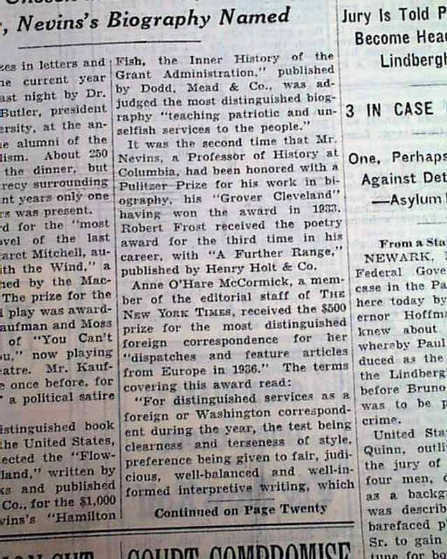 "Gone With The Wind" wins Pulitzer Prize... - RareNewspapers.com