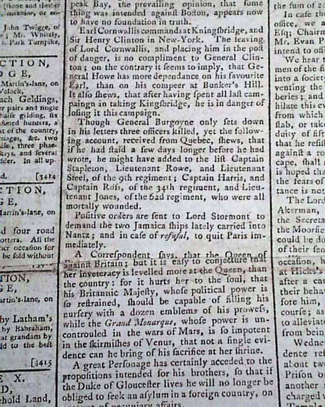 General Prescott captured in his sleep... Washington's plans ...