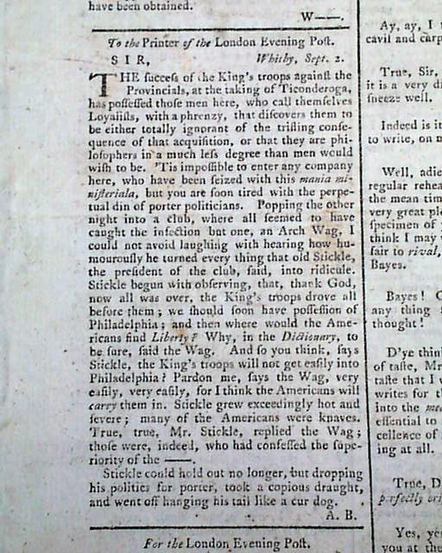 General Prescott captured in his sleep... Washington's plans ...