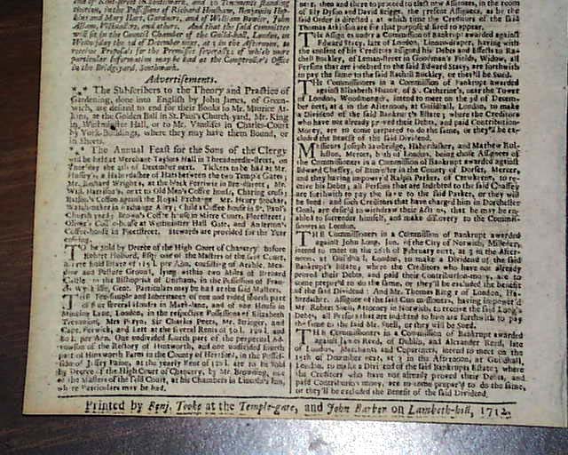 World's Oldest NEWSPAPER 1712 Gazette 292 YEARS OLD... - RareNewspapers.com