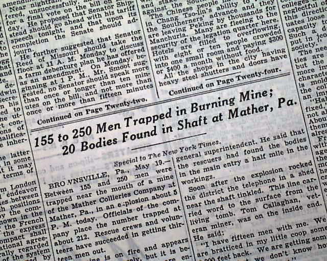 Mather, Pennsylvania coal mine disaster... - RareNewspapers.com