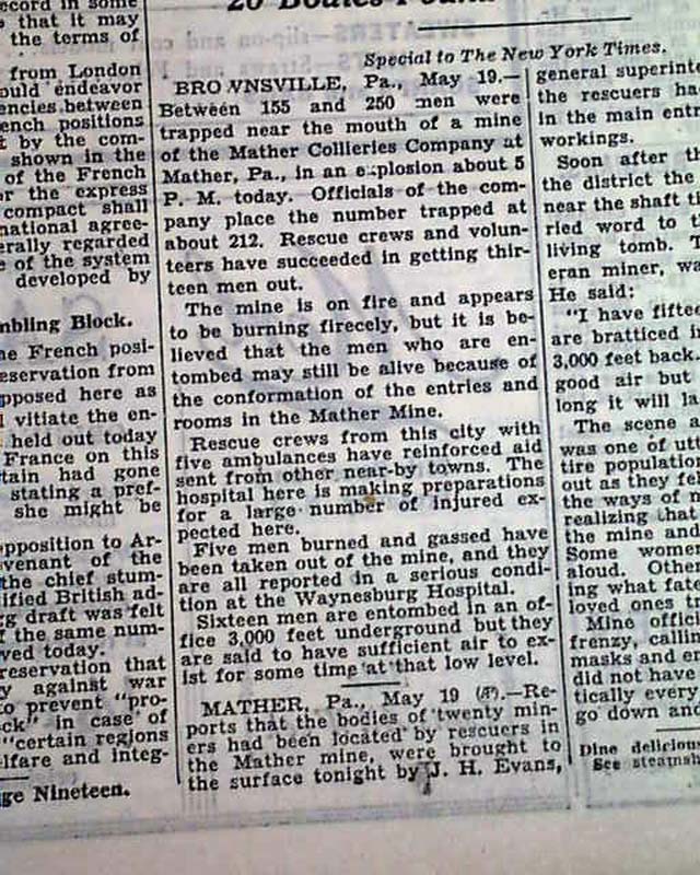 Mather, Pennsylvania coal mine disaster... - RareNewspapers.com
