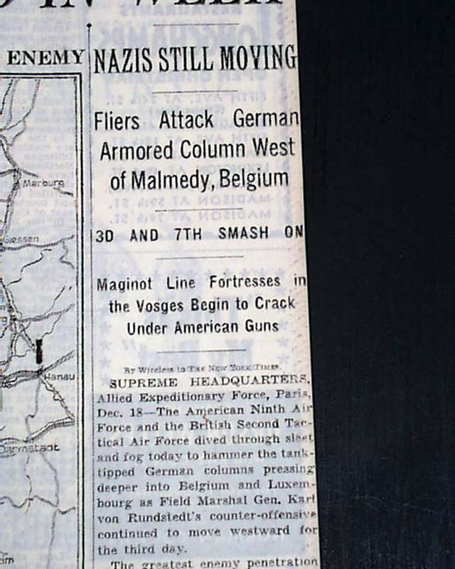 Battle of the Bulge beginning... Initial attack by the Germans ...