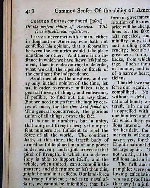 The Declaration of Independence, and Thomas Paine's 'Common Sense ...