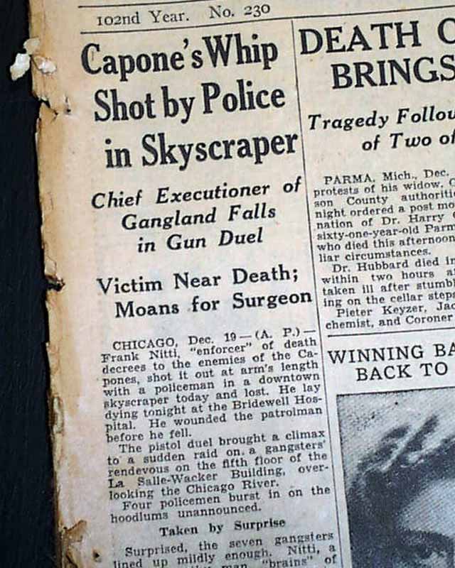 Frank Nitti (Al Capone hitman) shot in 1932... - RareNewspapers.com