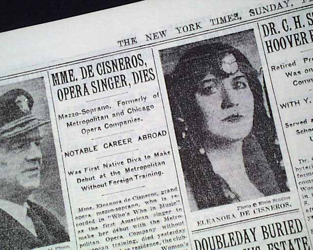 Eleonora de Cisneros death... opera singer... - RareNewspapers.com