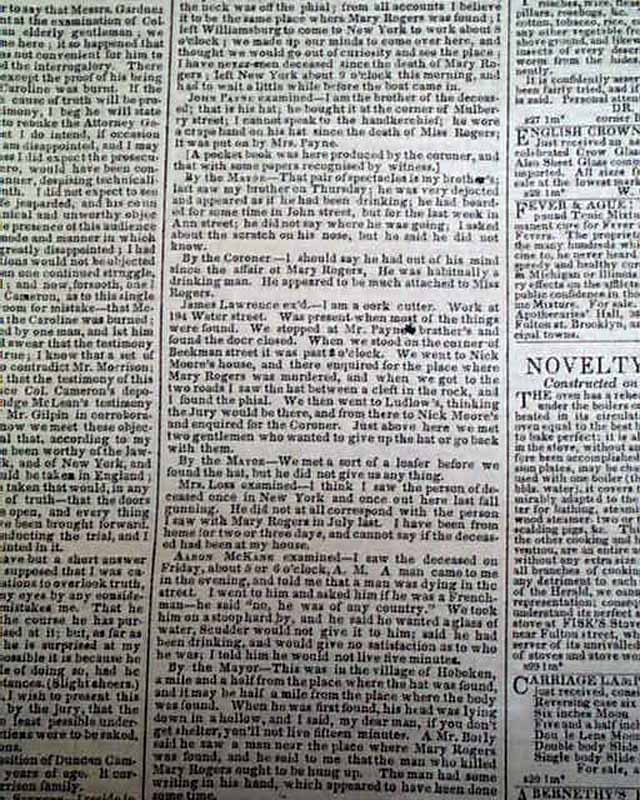 The murder of Mary Rogers, a national sensation at the time ...