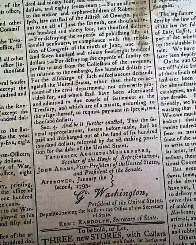 George Washington script signature on the front page ...