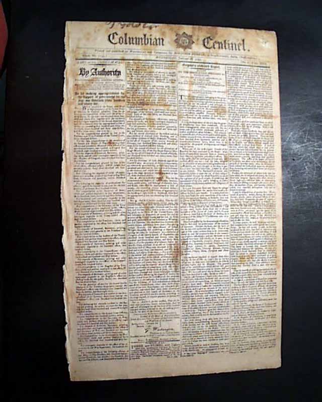 George Washington script signature on the front page ...