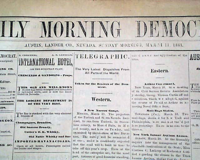 1875 Old West Newspaper From Austin NV... - RareNewspapers.com