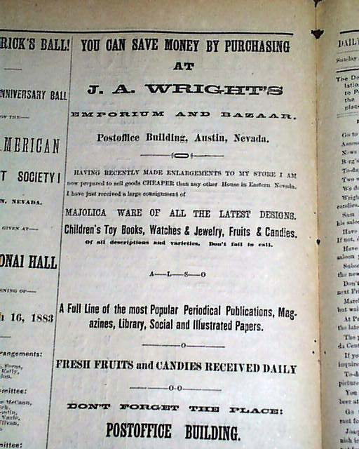 1875 Old West Newspaper From Austin NV... - RareNewspapers.com