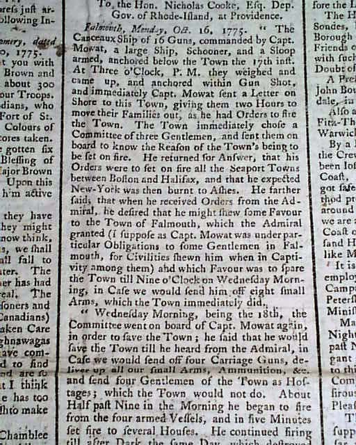 The burning of Falmouth (Portland), Maine... - RareNewspapers.com