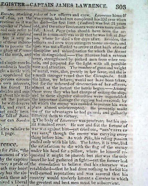 Captain James Lawrence: "Don't Give Up the Ship!"... - RareNewspapers.com