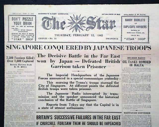 Japan Captures Singapore... - RareNewspapers.com