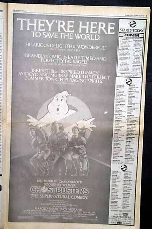 Review & premiere of "Ghostbusters", in a Los Angeles newspaper ...