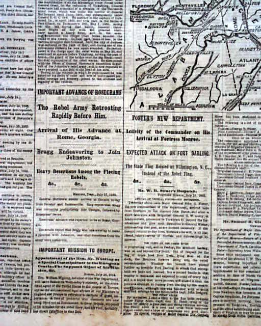 Movements of General Rosecrans CW Map... Jackson, Mississippi Map ...