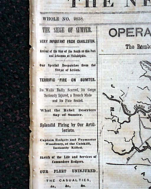 Fort Sumter Bombardment Map... - RareNewspapers.com