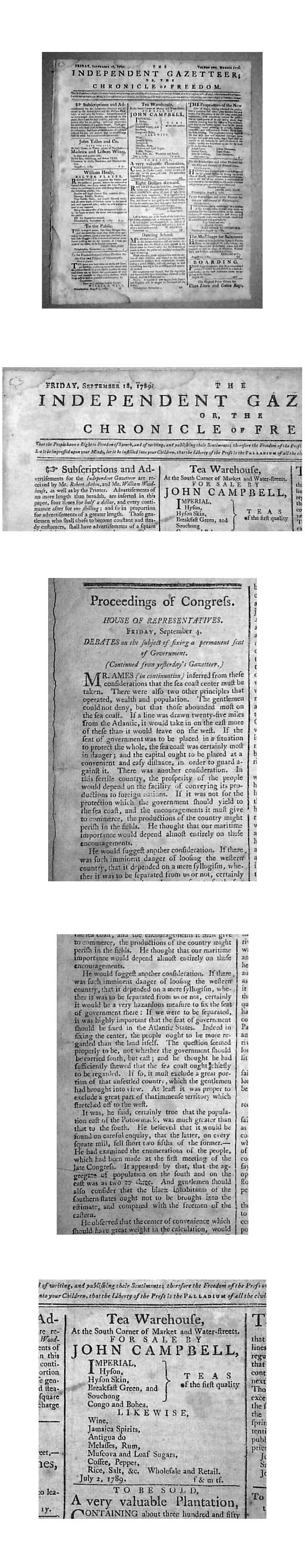 1789 Philadelphia Newspaper; Henry Knox Secretary of War ...