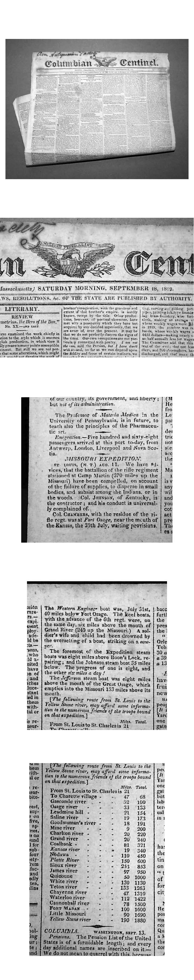 1819 Newspaper EARLY MISSOURI EXPLORATION EXPEDITION ! - RareNewspapers.com