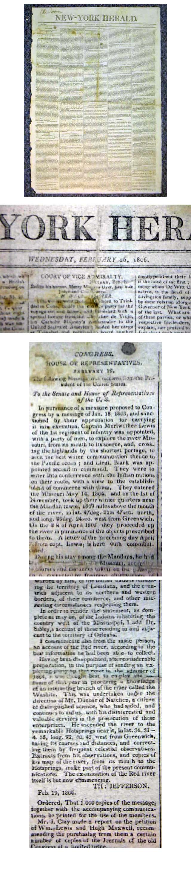 1806 Lewis and Clark Report by Thomas Jefferson - RareNewspapers.com