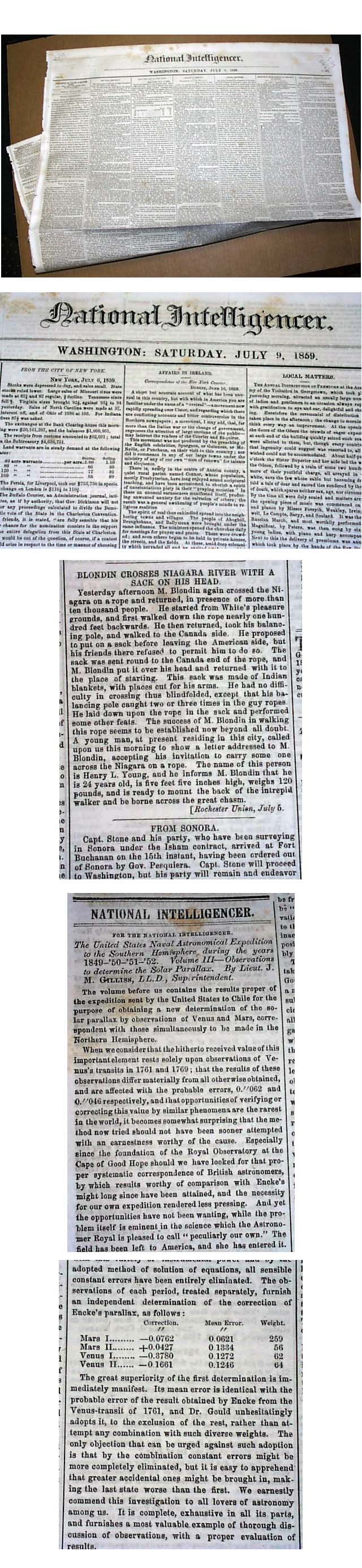 1859 Charles Blondin Tightrope Walk over Niagara Falls - RareNewspapers.com