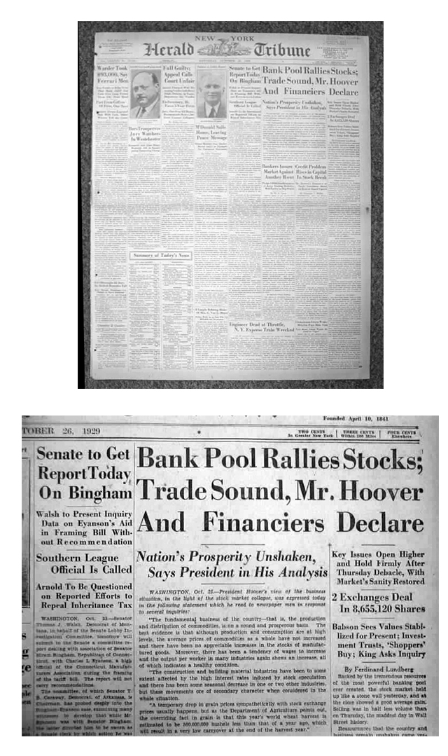Wall Street... 1929 New York Newspaper; Stock Market Crash ...